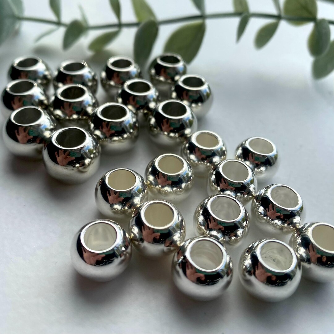 Silver Beads Large Hole Beads, Silver Beads With Large Hole, Silver ...