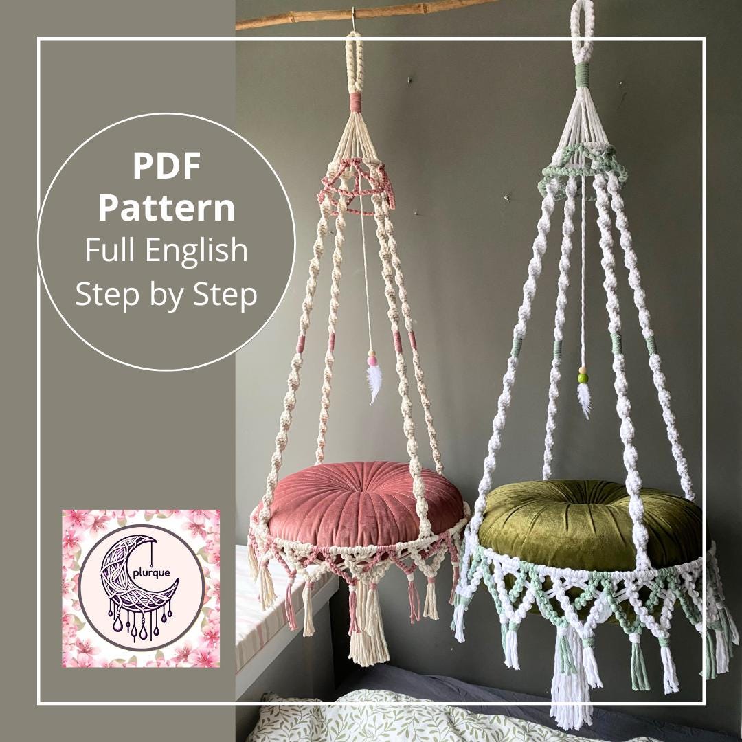 PDF Pattern Macrame Catbed Two Colors Macrame Cathammock Catswing Cat ...