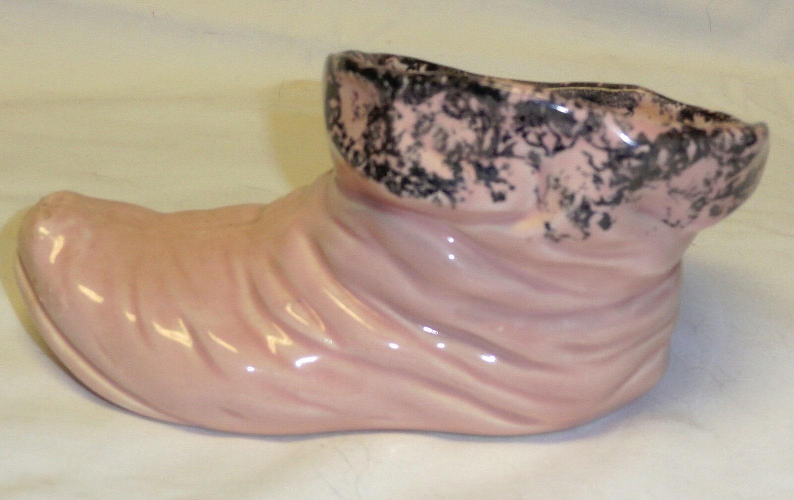 Vintage 1950's Pink & Black Ceramic Boot Shoe Elf | Etsy
