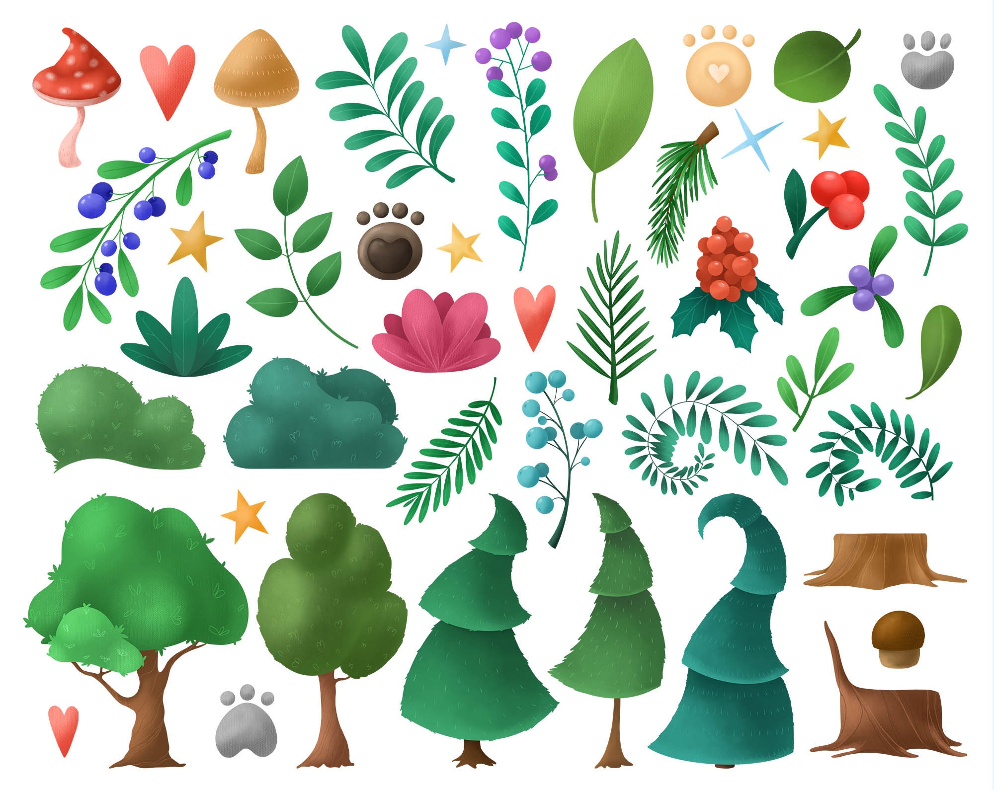 Animal Clipart, Woodland Animal Bundle, Animal Digital Paper, Bear ...