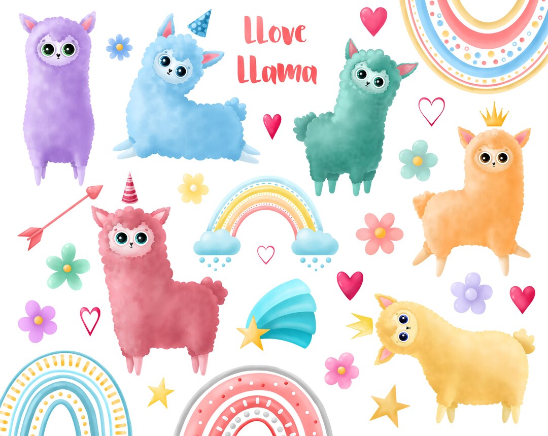 Llama Clipart Bundle, Llamas Download, Alpaca Clipart, Cute Animal Clip ...