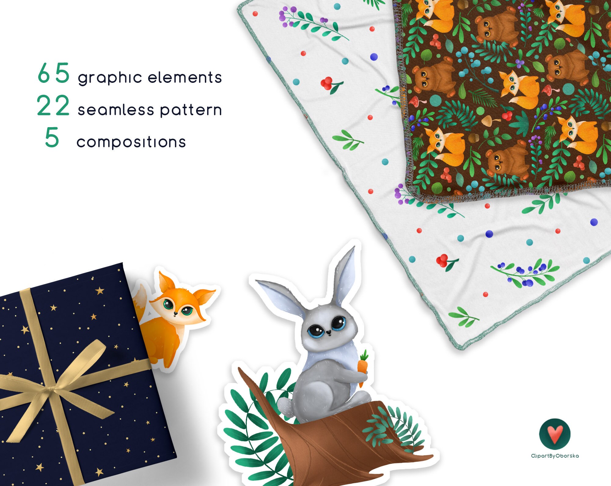 Animal Clipart Woodland Animal Bundle Animal Digital Paper - Etsy