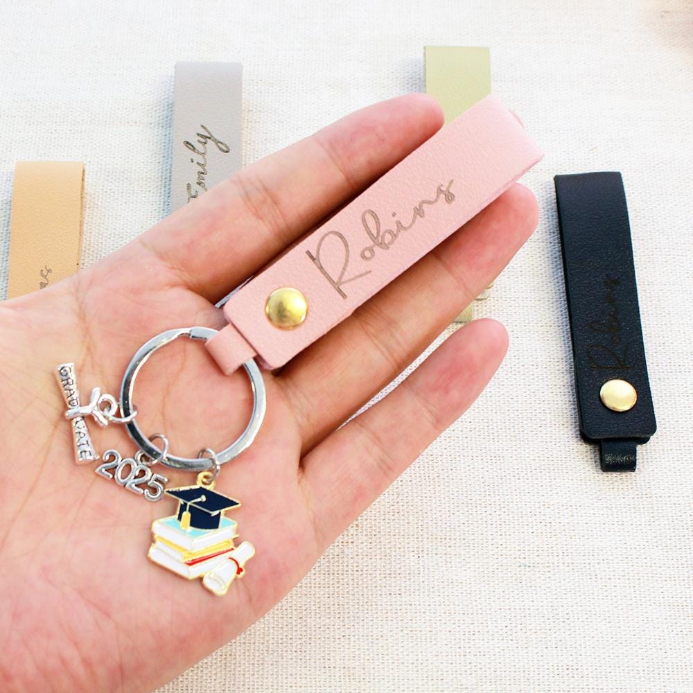 Personalized Name Leather Graduation Keychain,graduation Gift,2025 ...
