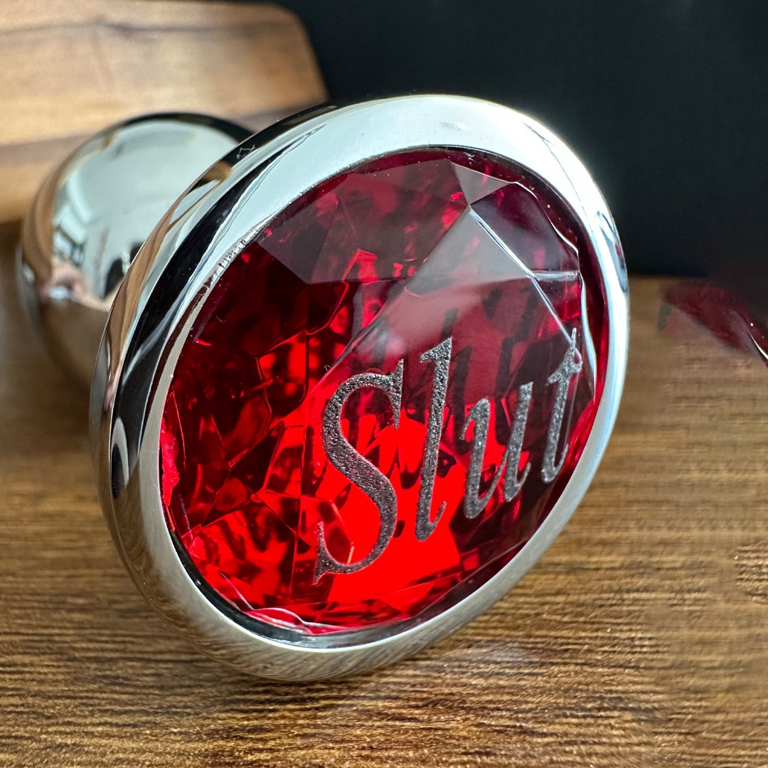 Metal Anal Plug With Red Gemstone, Customized Butt Plug,engraved Text ...
