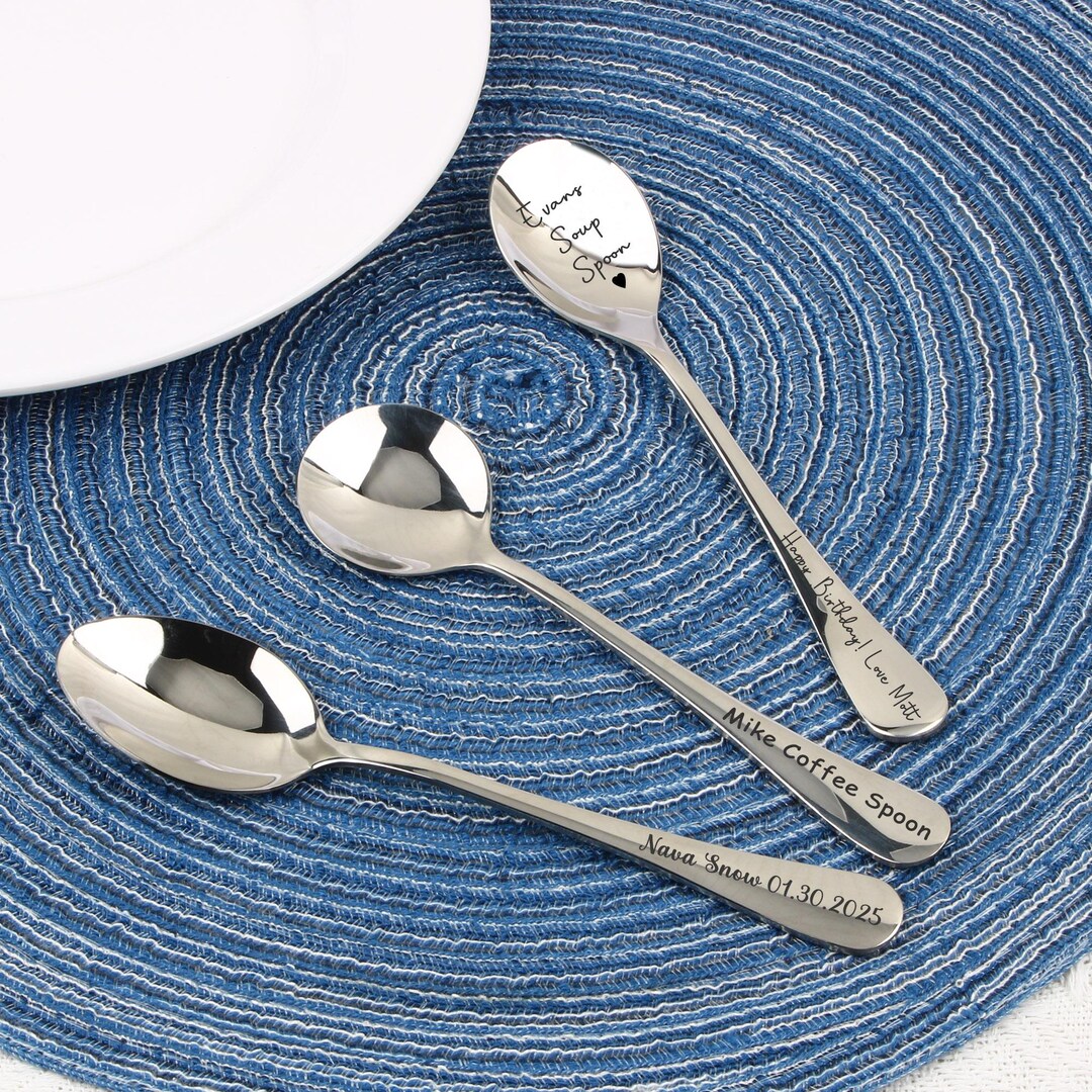 Stainless Steel Spoon,custom Engraved Spoon,ice Cream Spoon Set ...