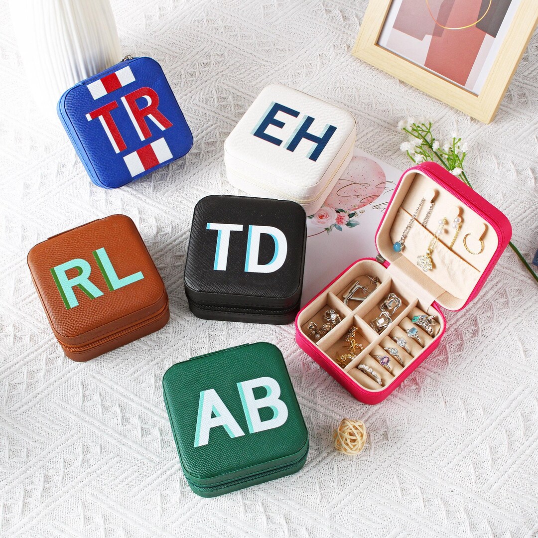 Shadow Monogram Travel Jewelry Case,custom Letter Jewelry Box ...