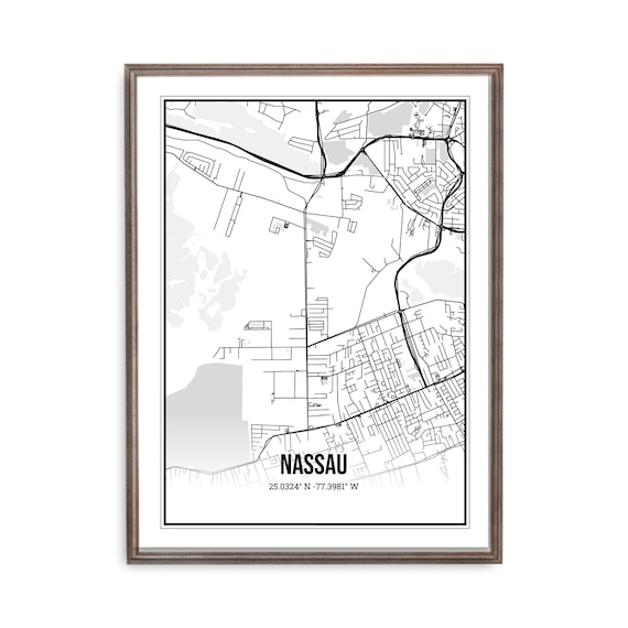 Nassau Bahamas PDF Printable Map Art Printable Wall Art | Etsy