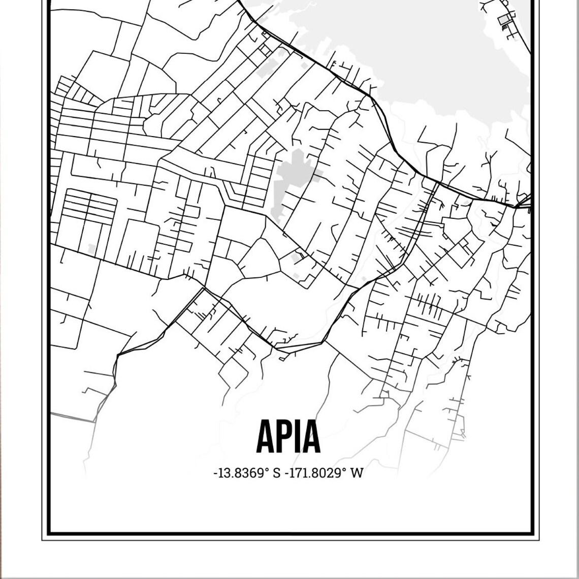 Apia Samoa PDF Printable Map Art Printable Wall Art Map | Etsy
