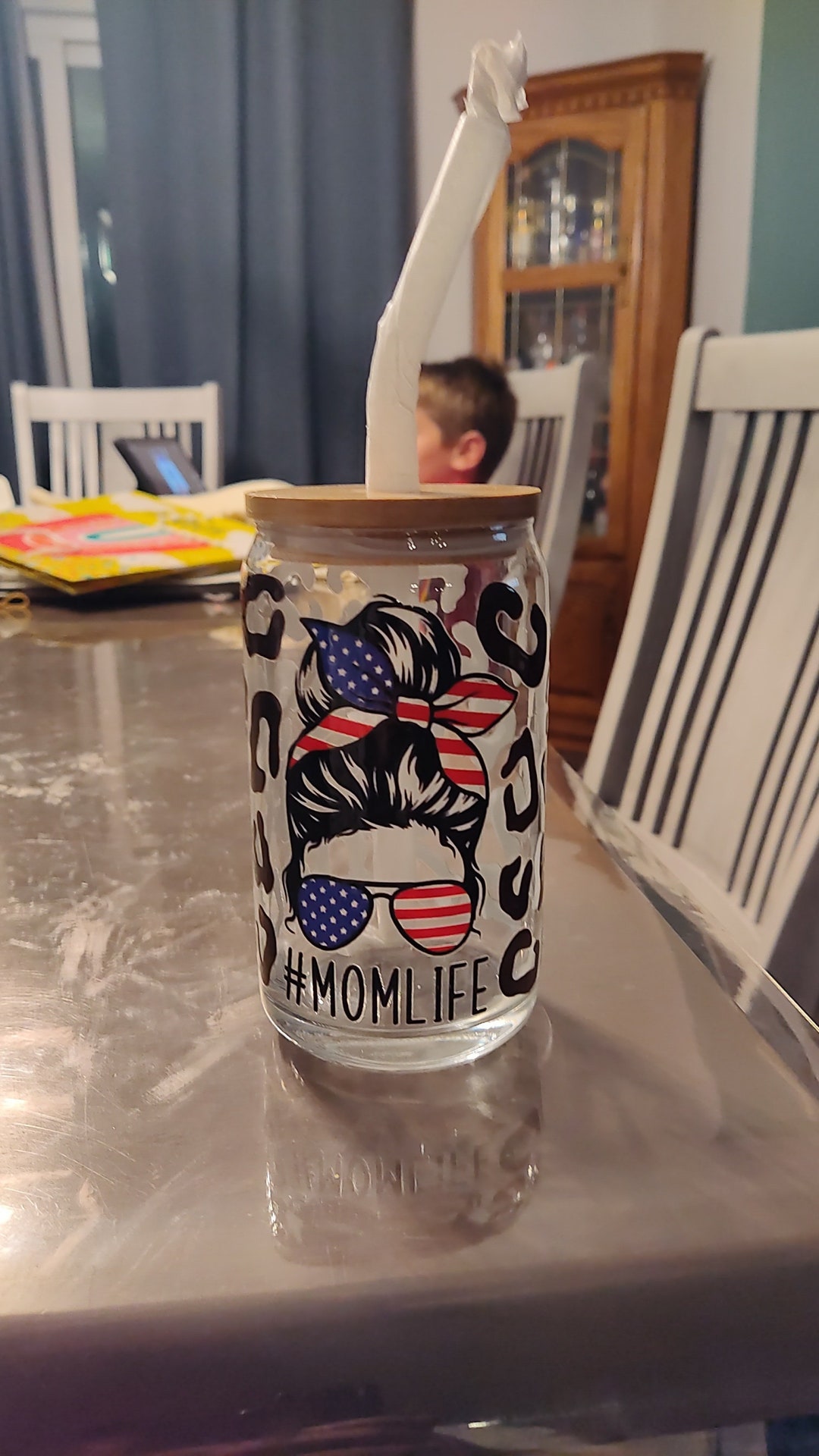 16 Oz Glass Libbey Cup American Mom Life - Etsy