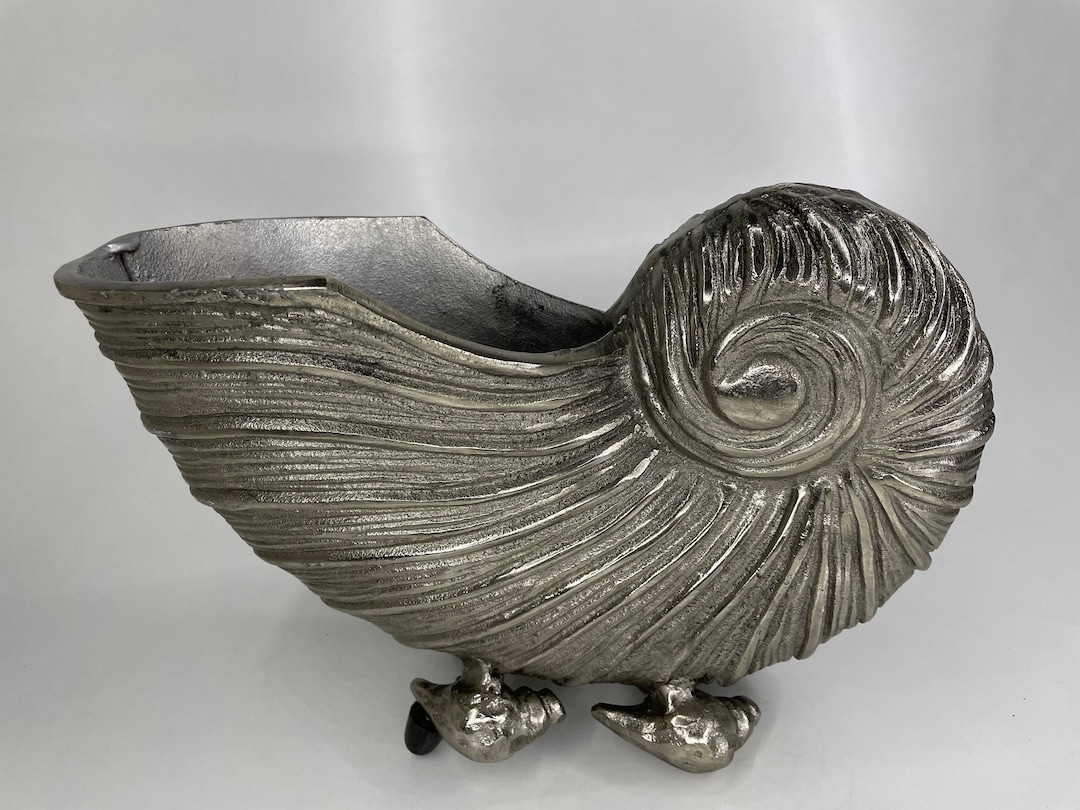 Nautilus Shell Wine Bottle Holder | Cast Aluminum Cachepot Barware - Etsy