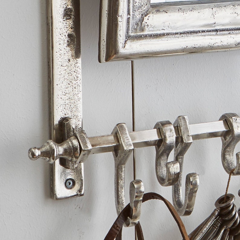 WARDROBE Old Style Train Rack Coat Hanger Old Metal Finish Mirror Hooks ...