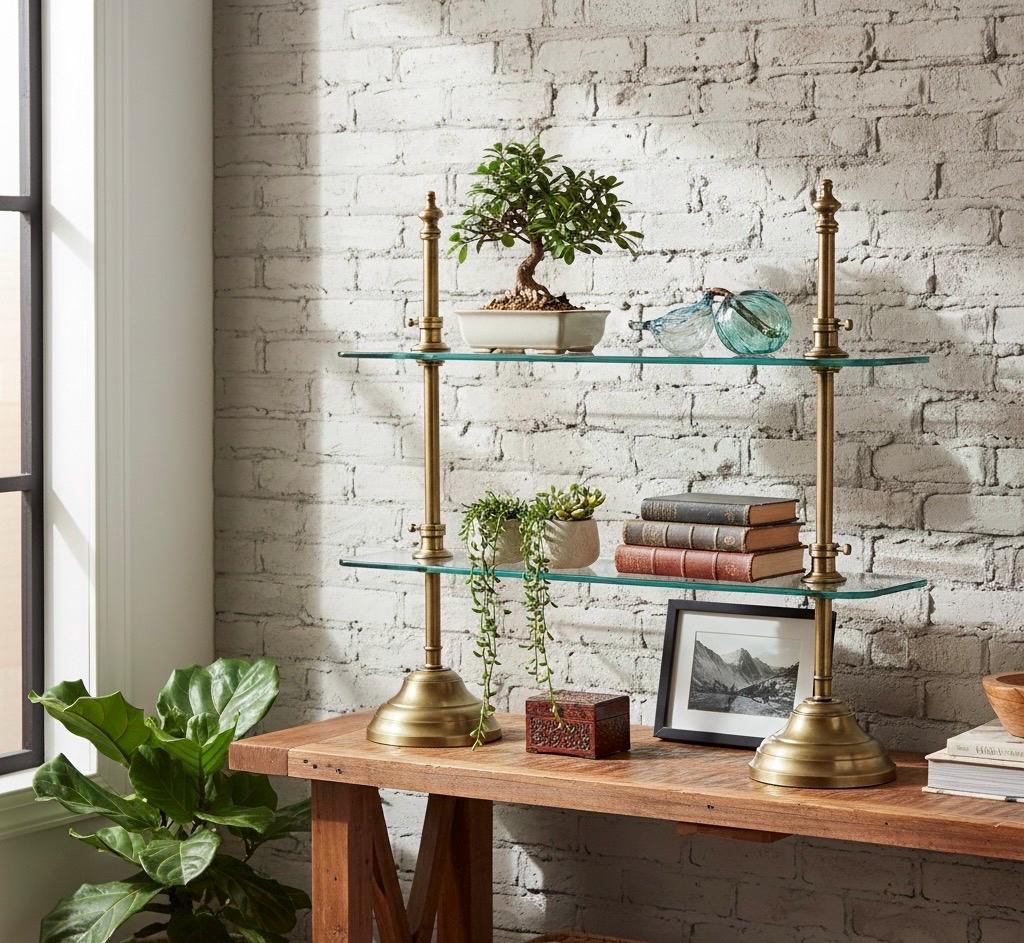 Glass Shelf Two-tier| Elegant Countertop Organizer | Bathroom, Kitchen ...