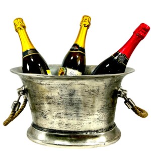 Rustic Look Aluminium Casted Ice Bucket | Wine Cooler | Bar Decorative ...