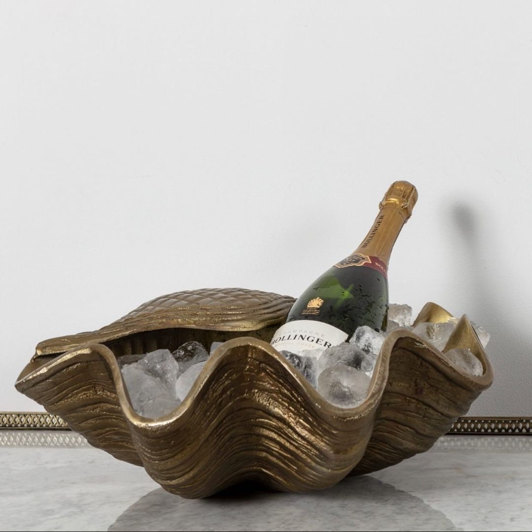 Bronze Color Big Clam Wine Cooler Handmade Hold Upto 4 to 5 Bottles ...