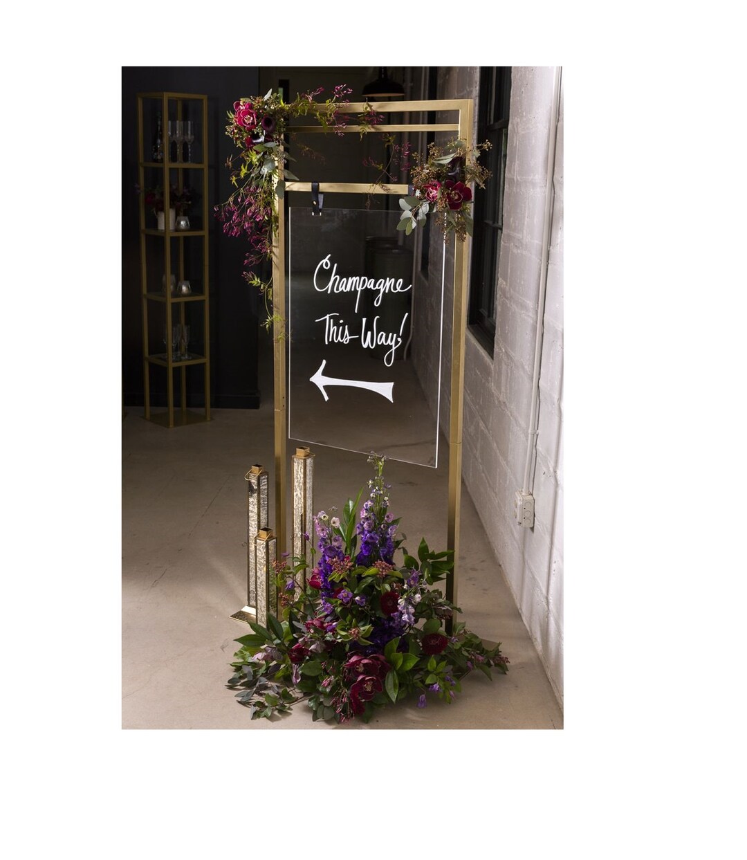 Wedding and Party Welcome Sing Stand Handmade Golden Black and White ...