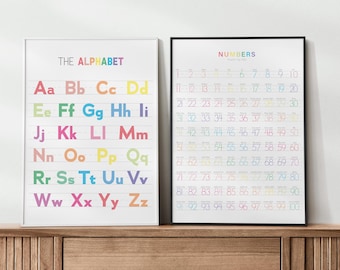 Rainbow Alphabet Poster, Nursery Prints, Educational Wall Art Printable ...