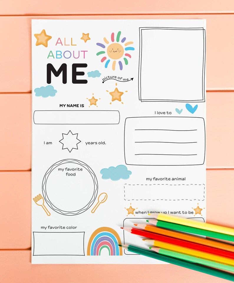 All About Me Worksheet: Back to School Printable Activity (PDF & JPEG ...