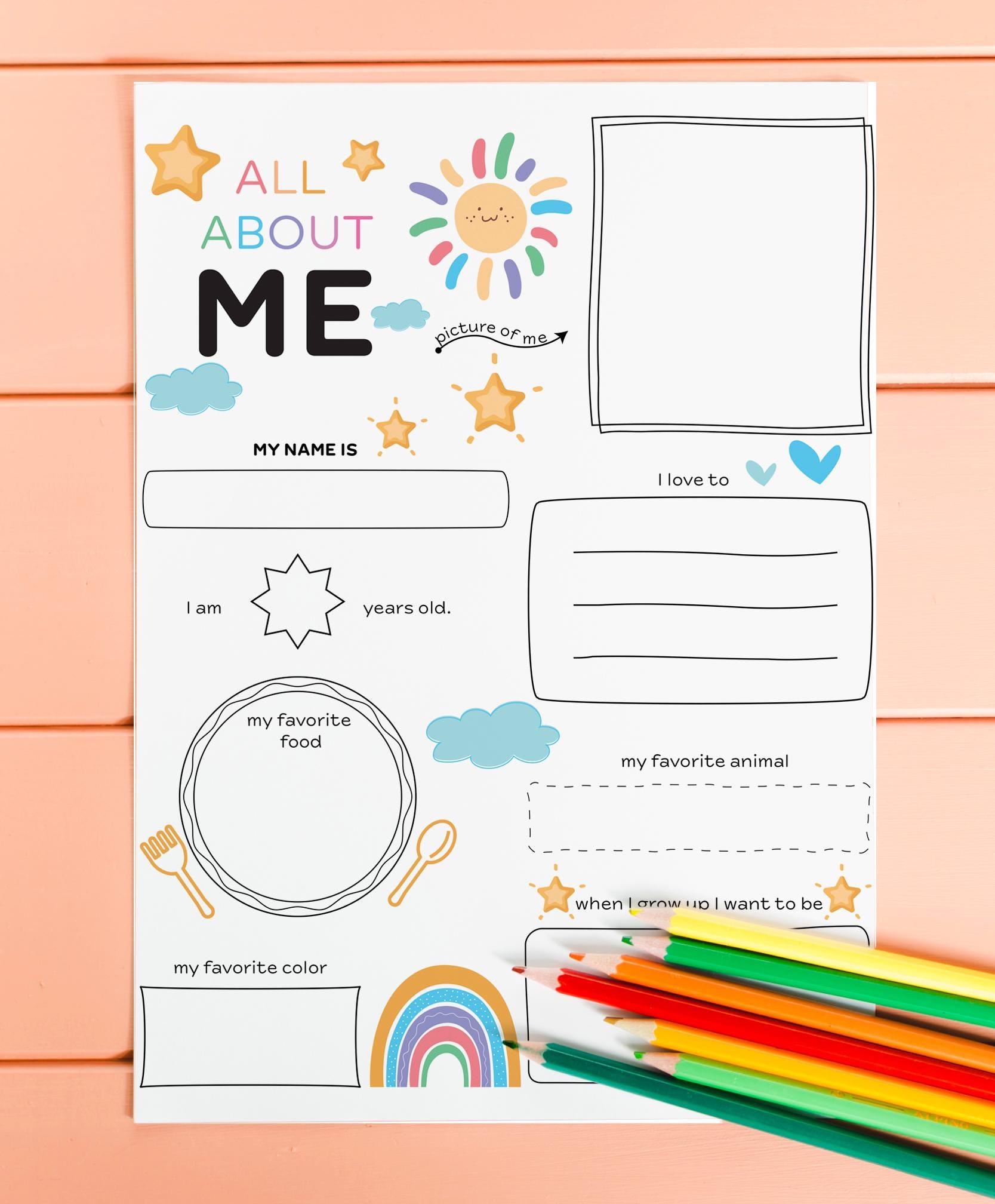 All About Me Worksheet: Back to School Printable Activity (PDF & JPEG ...