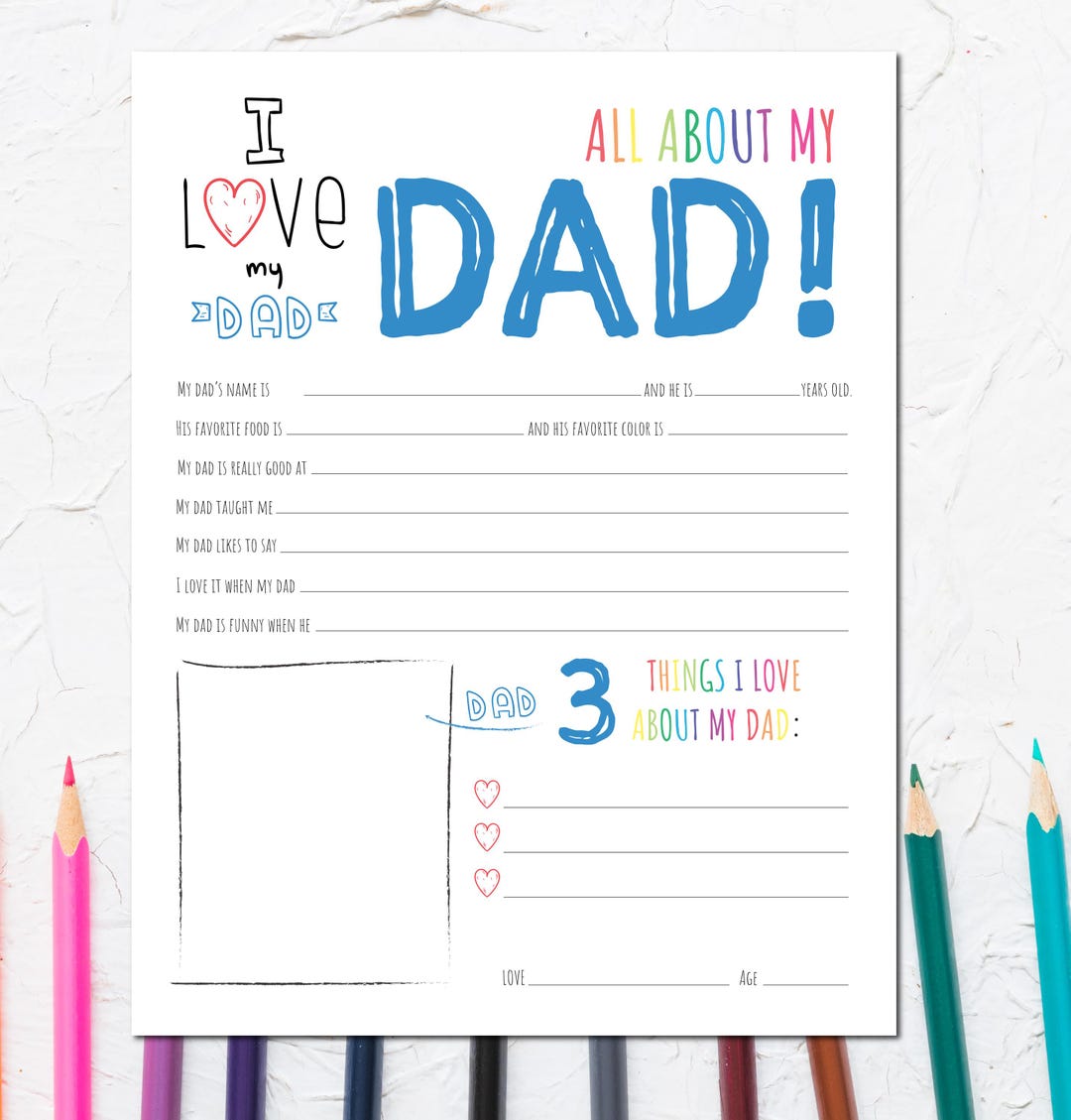 All About My Dad Printable, Fathers Day Gift From Kids Interview, Dad ...