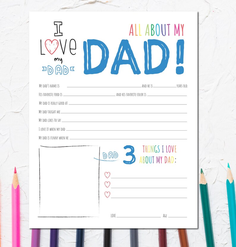 All About My Dad Printable, Fathers Day Gift From Kids Interview, Dad ...