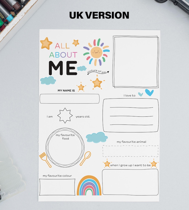 All About Me Worksheet: Back to School Printable Activity (PDF & JPEG ...