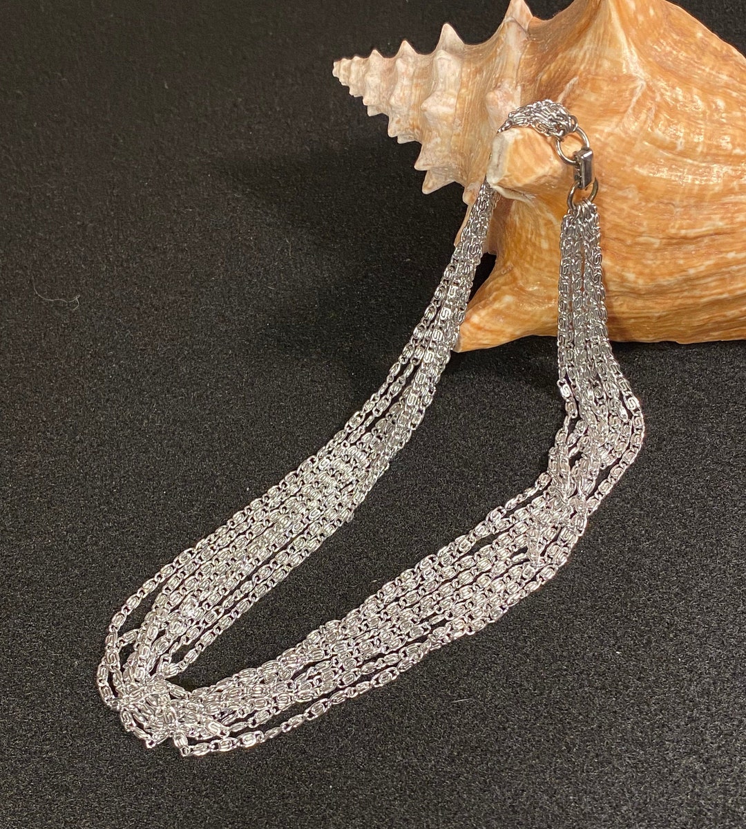 Vintage Sarah Coventry sac Signed 8-strand Silver Necklace/choker - Etsy