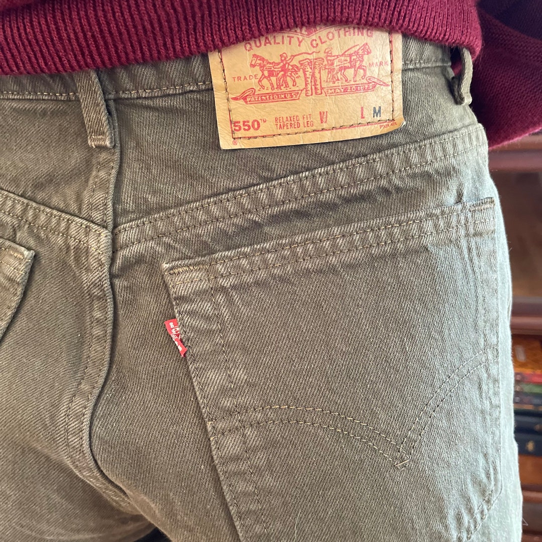 Vintage Red Tag Levi 550 Green Denim Green Size 13 JR Distressed W ...