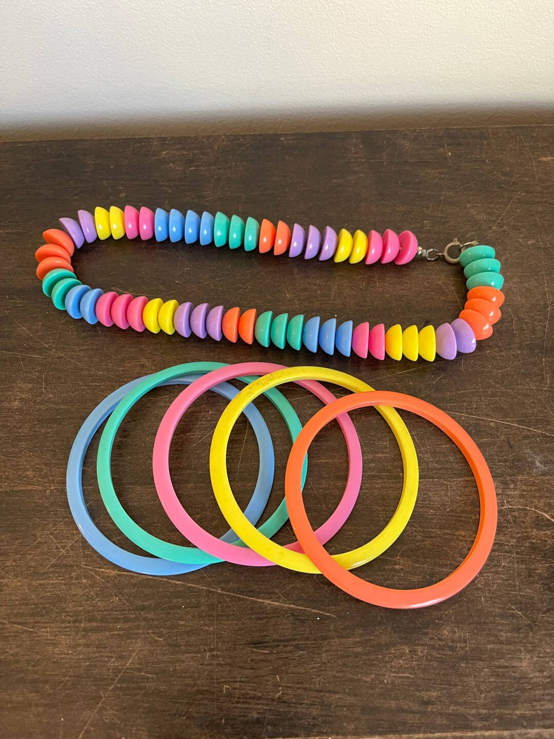 Vintage Candy Necklace Bracelet Set Pastel Rainbow 1980 - Etsy