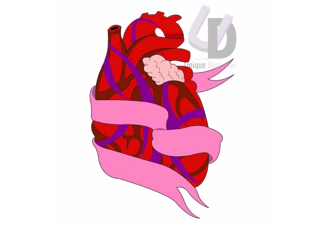 Heart and Ribbon Sublimation Design, Heart Png, Ribbon Png, Heart and ...