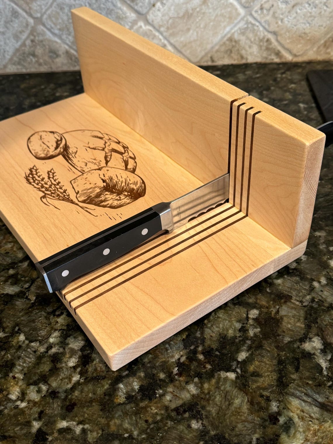 Maple Laser Engraved Bread Cutting Board With Preset Slice Thickness ...