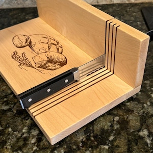 Maple Laser Engraved Bread Cutting Board With Preset Slice Thickness ...