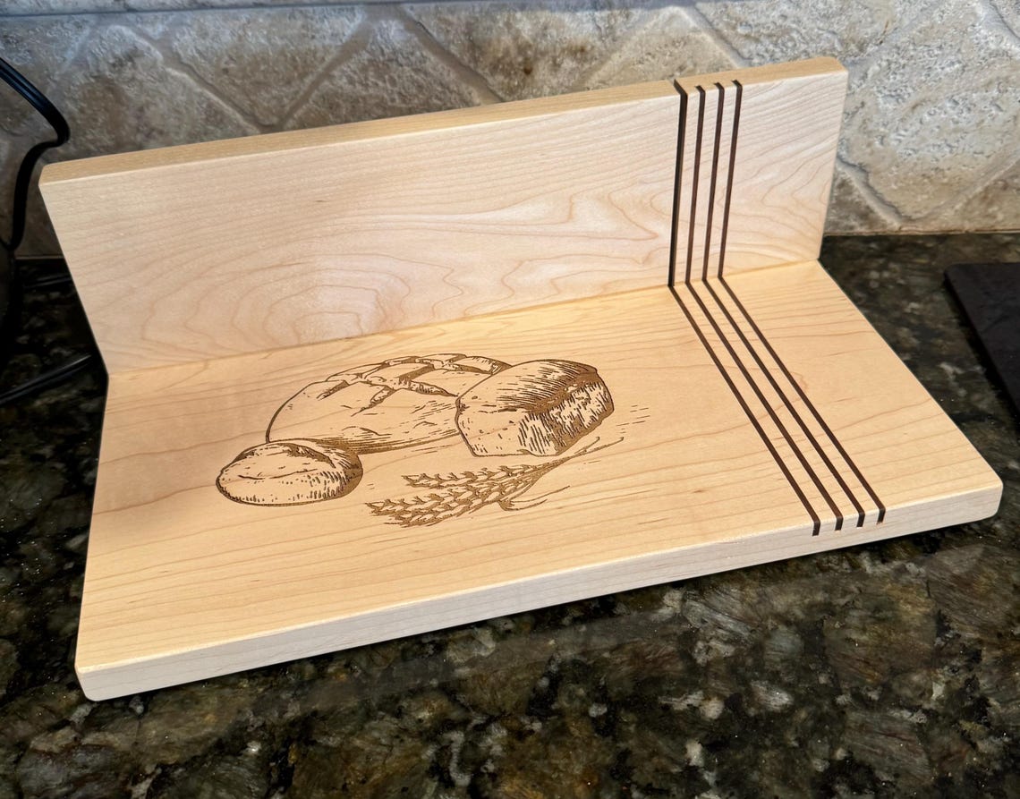 Maple Laser Engraved Bread Cutting Board With Preset Slice Thickness ...