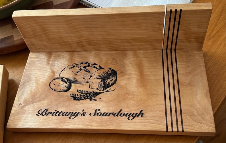 Maple Laser Engraved Bread Cutting Board With Preset Slice Thickness ...