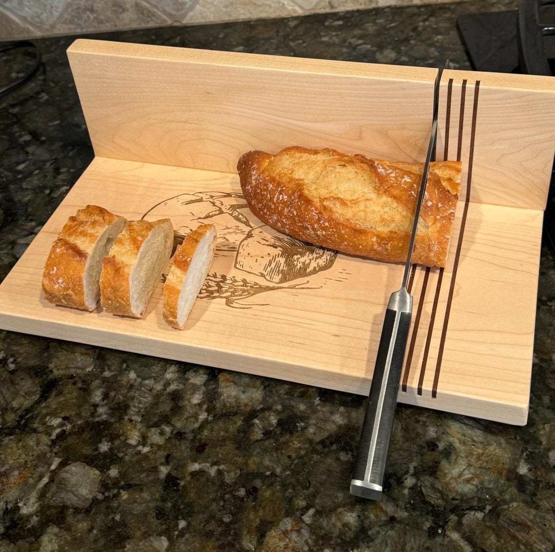 Maple Laser Engraved Bread Cutting Board With Preset Slice Thickness ...