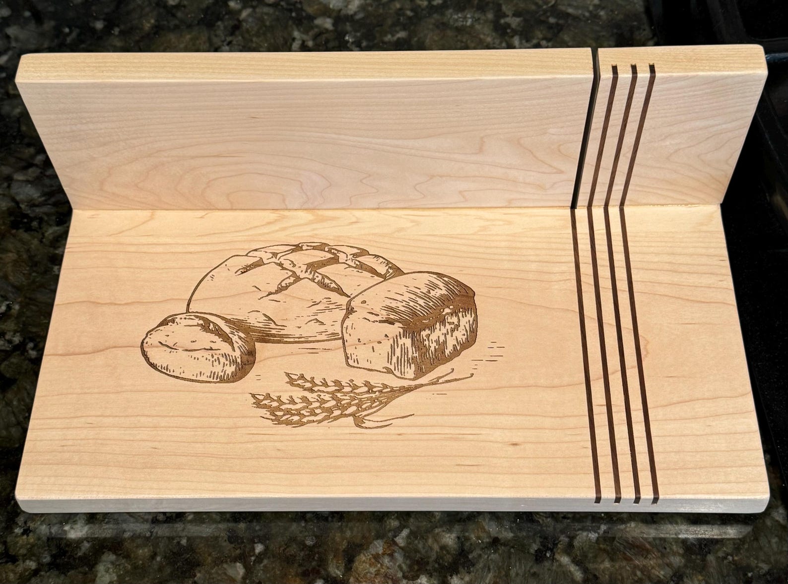 Maple Laser Engraved Bread Cutting Board With Preset Slice Thickness ...