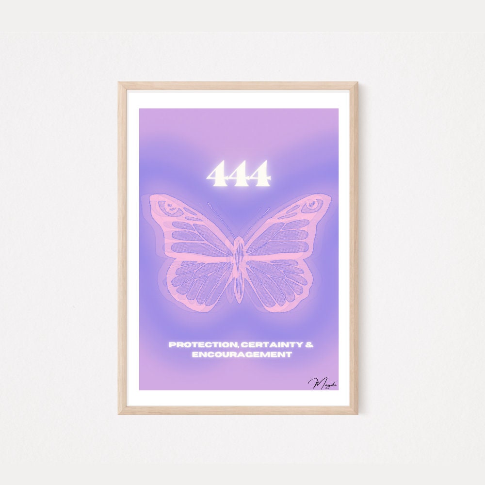 444 Angel Number Aura Gradient Wall Art Print Psychedelic Decor Instant ...