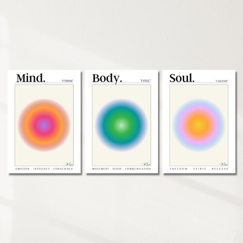 3x Aura Poster Spiritual Wall Art Gradient Print Angel - Etsy