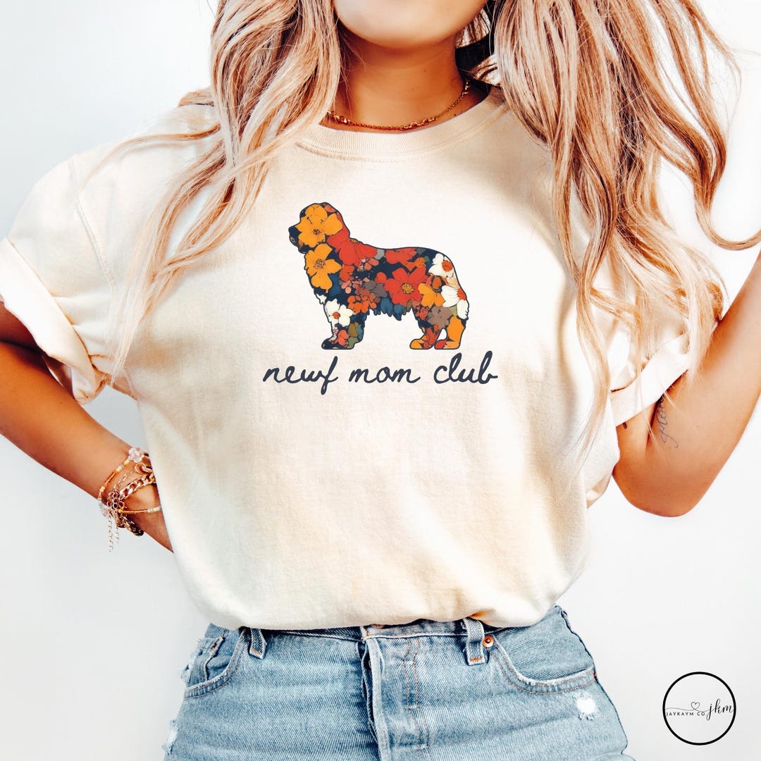 Newfoundland Dog Floral Comfort Colors Dog Mom Fall Tshirt, Newfie ...