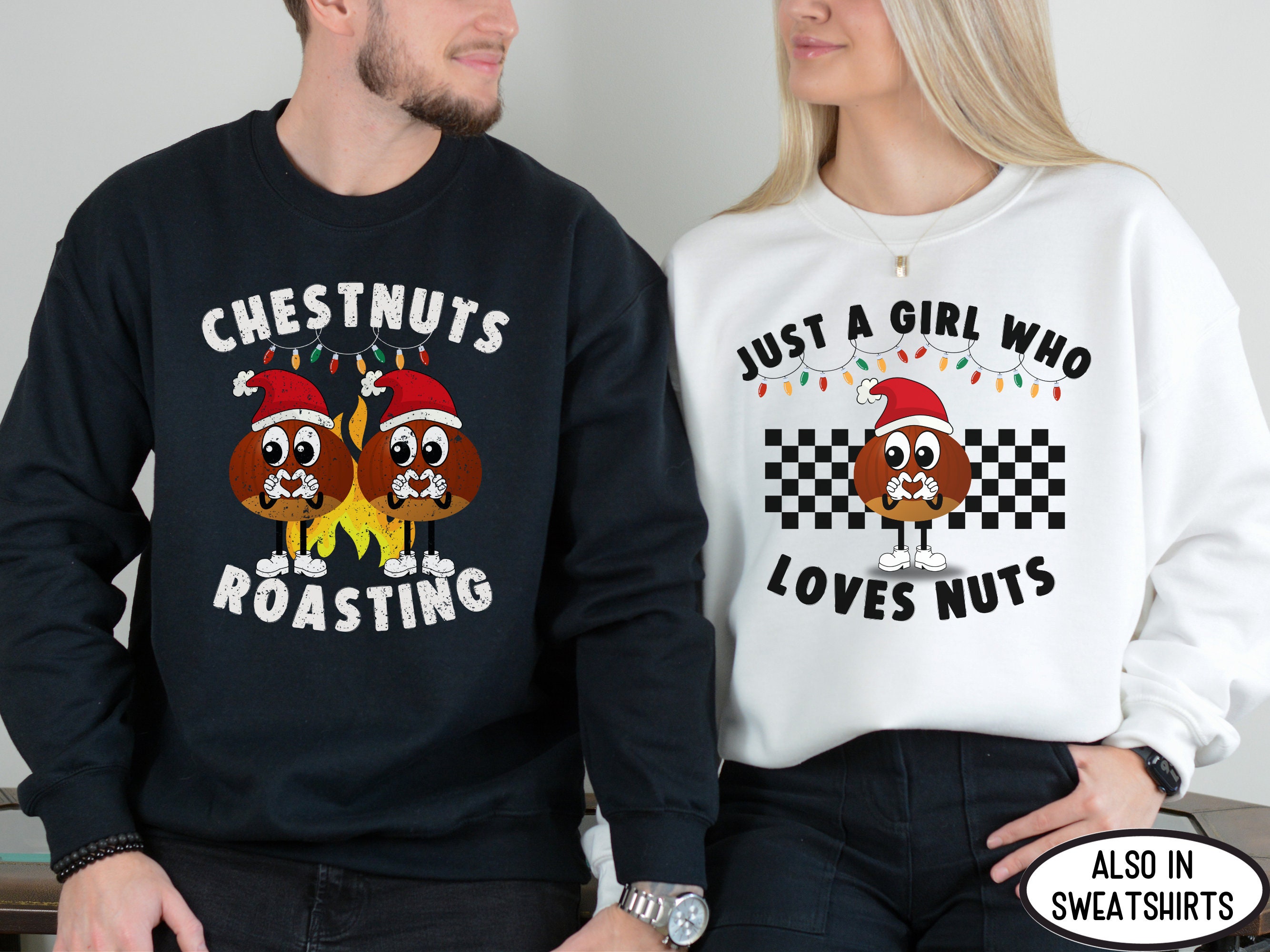 Inappropriate Couples Christmas Shirt, Chestnuts Funny Christmas Couple ...