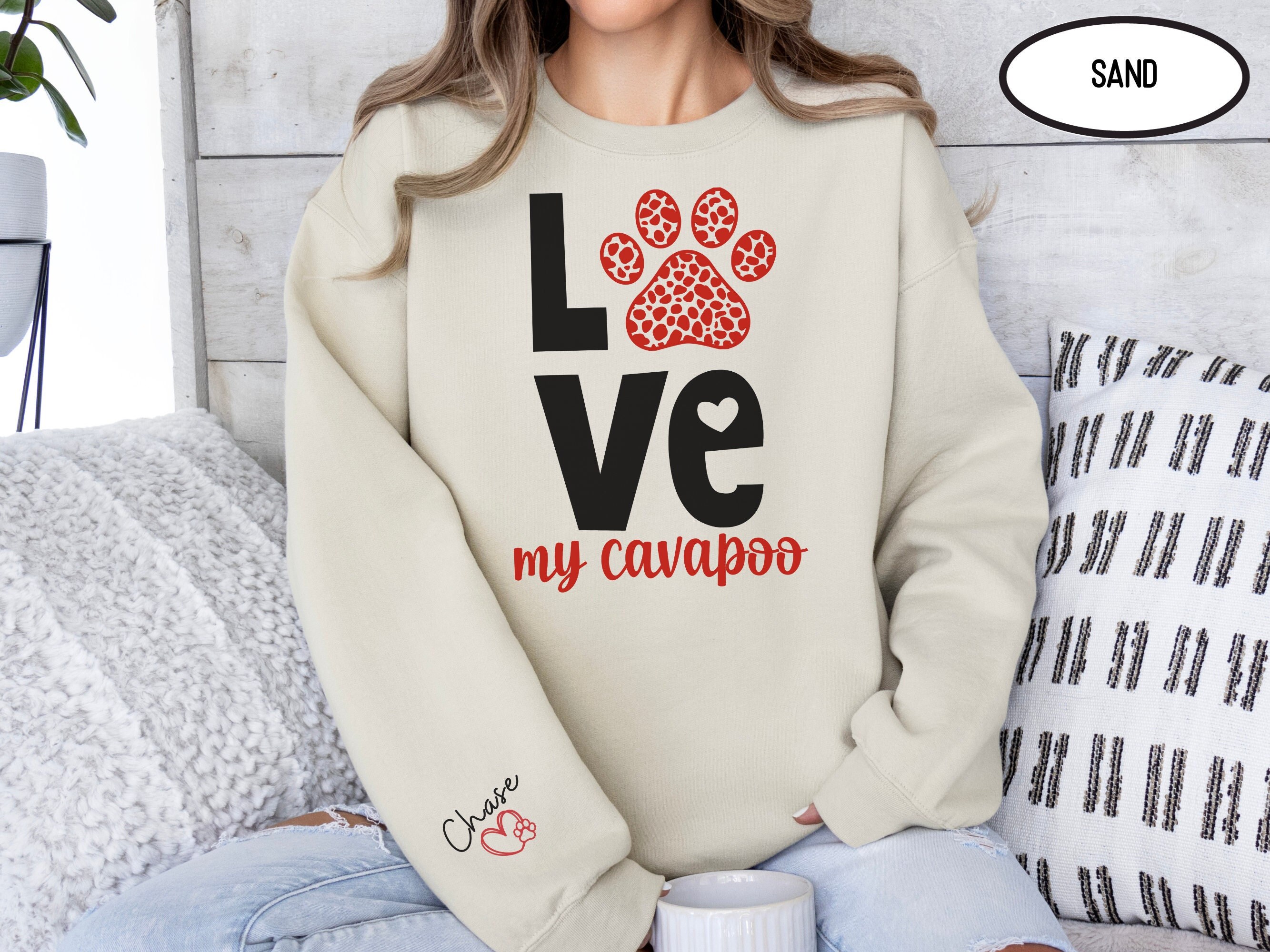 Custom Cavapoo Womens Valentines Day Sweatshirt, Cute Cavapoo Owner Valentines Shirt, Women's ...