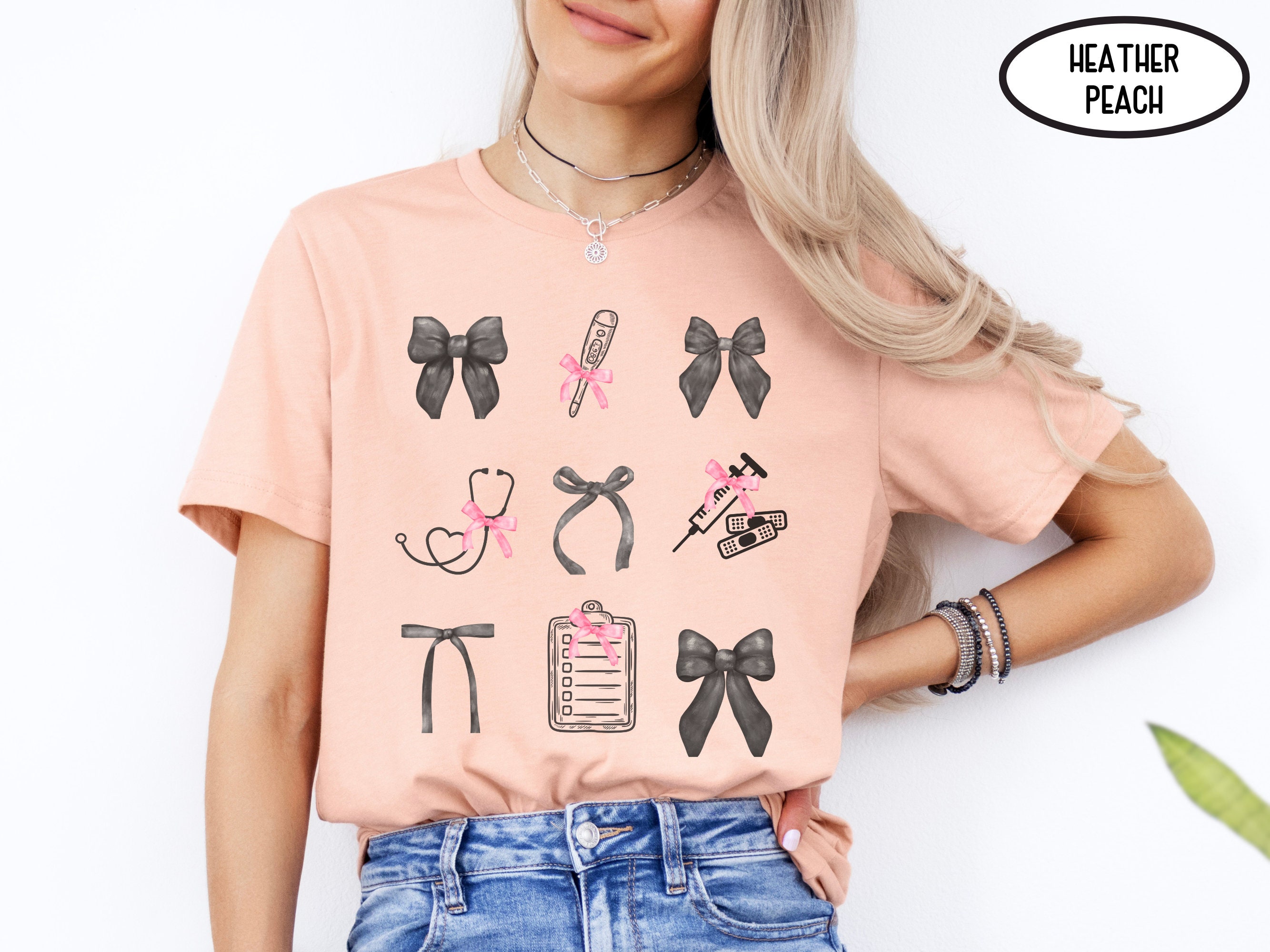 Cute Dark Coquette Nurse Shirt, Pink Bow RN Shirt, Patriotic Nurse T ...