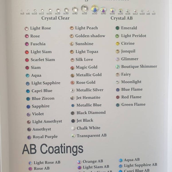Rhinestone Color Chart - Etsy