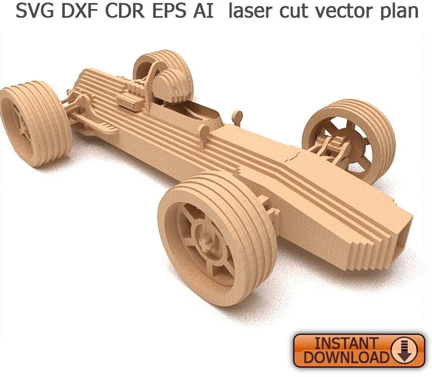 Sports car. Laser cut files SVG DXF CDR vector plans | Etsy