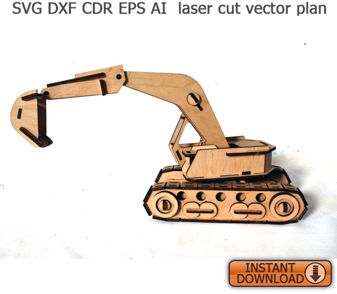 Excavator. Laser Cut Files DXF, SVG, Vector Plans, Glowforge Files ...