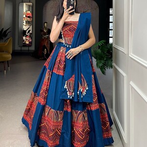 Blue Navratri Special Pure Cotton Gamthi Work Fully Stitched - Etsy