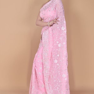 Pink Soft Georgette Sequence Work Saree Saree for USA Women - Etsy