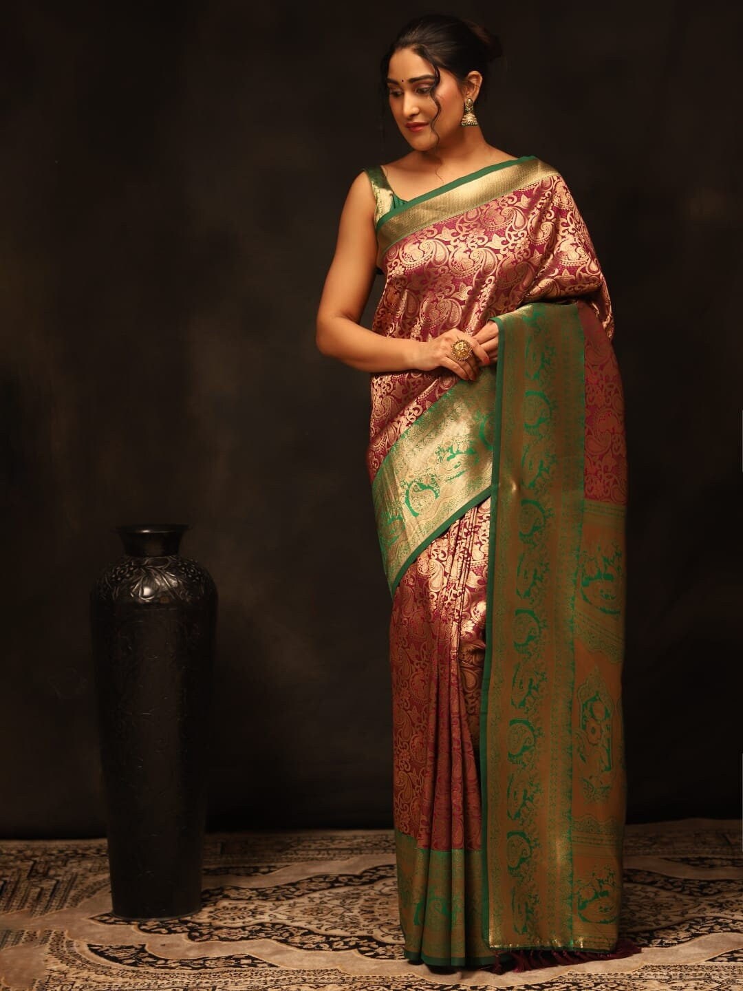 Maroon Kanchipuram Pattu Silk Saree Saree for USA Women - Etsy