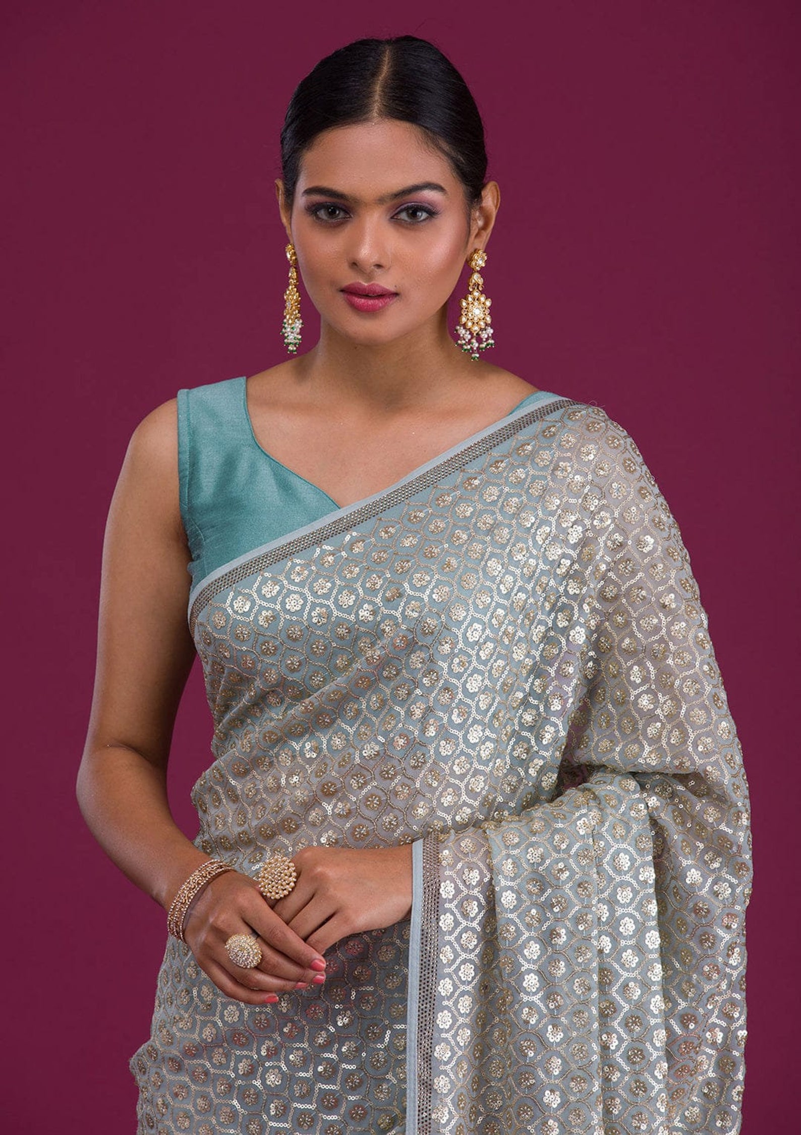 Pink Soft Georgette Sequence Work Saree Saree for USA Women - Etsy