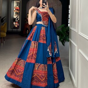 Blue Navratri Special Pure Cotton Gamthi Work Fully Stitched - Etsy