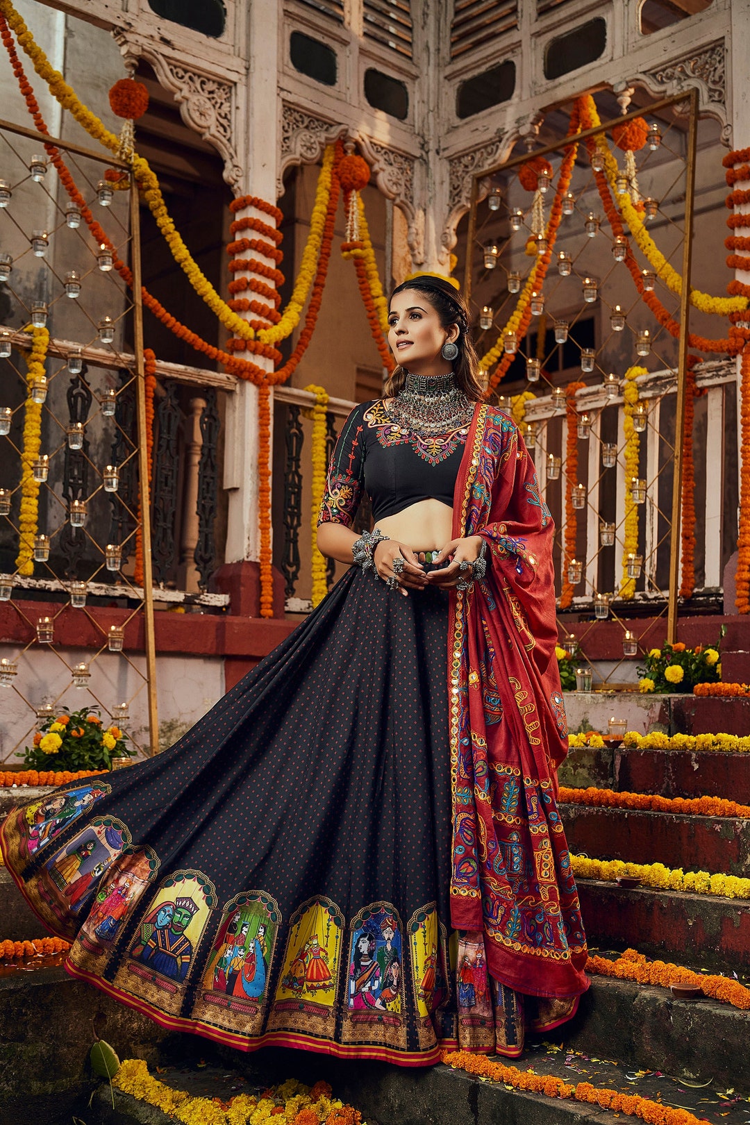 Black Color Navratri Collection Lehenga Choli Navratri - Etsy